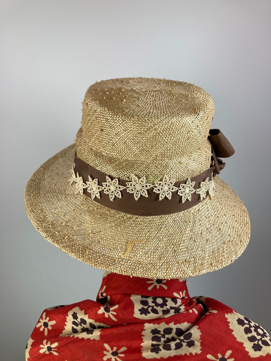 Natural knotted straw medium brim hat. Summer sun Hat. Vintage vibe la ...